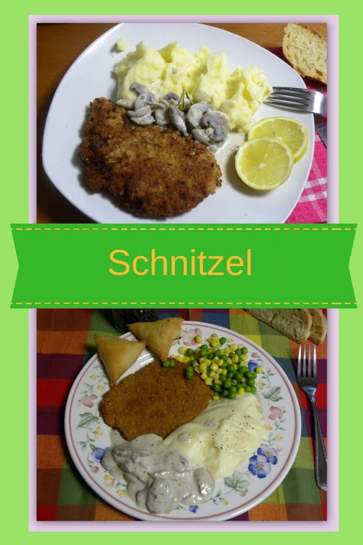 Wiener Schnitzel and Mushroom Sauce - Kopiaste..to Greek Hospitality