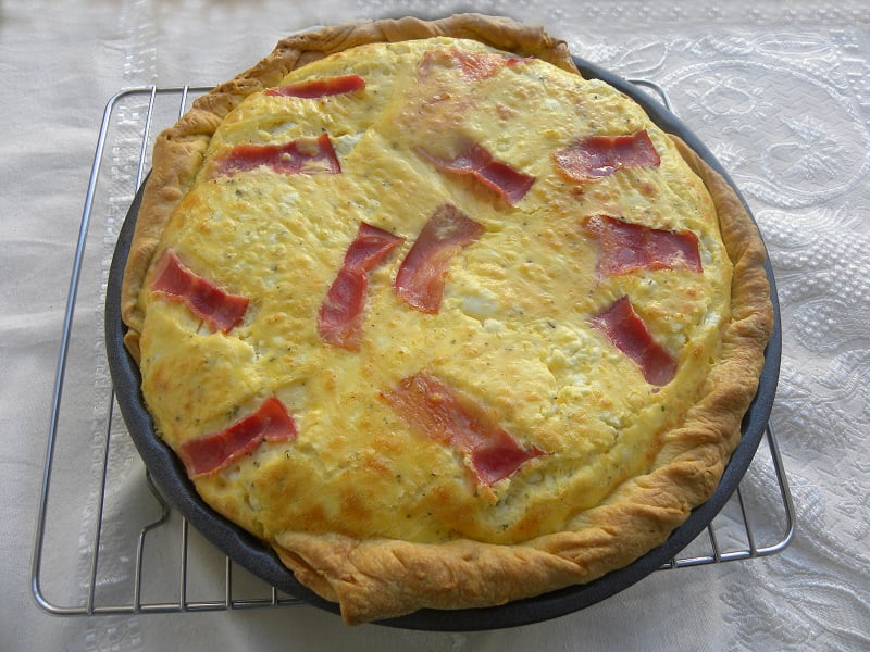 Greek-style Feta and Graviera Quiche with Bacon
