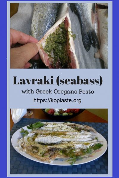 Lavraki, Stamnaggathi, Roasted Potatoes and Greek style Oregano Pesto ...