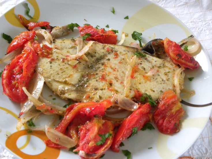 Lavraki Plaki (baked Branzino) on a Bed of Vegetables - Kopiaste..to ...