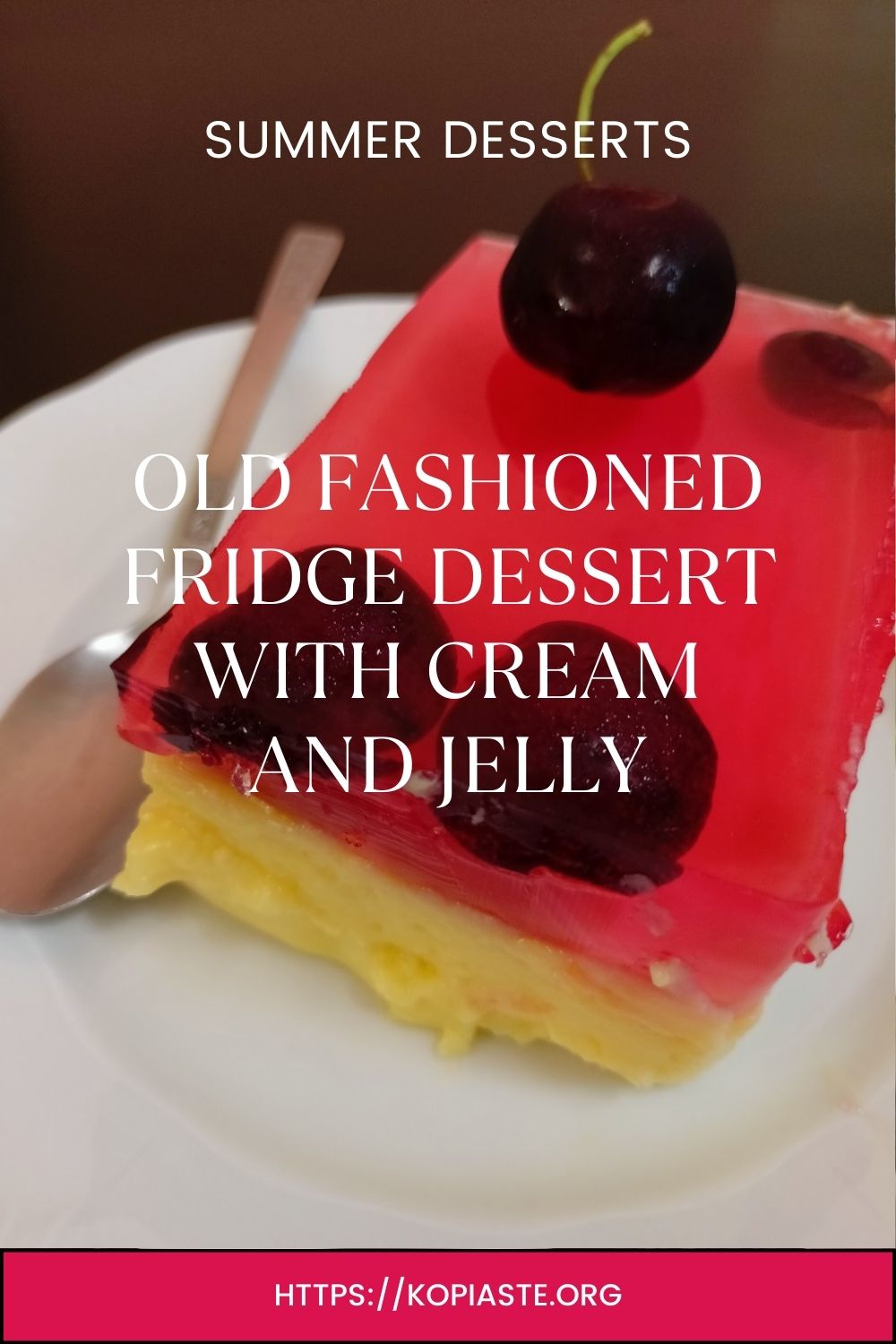 Creamy Fridge Dessert with Biscuits and Jelly